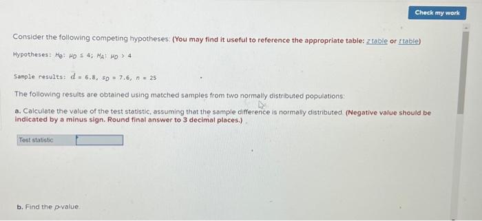 Solved Consider the following competing hypotheses: (You may | Chegg.com