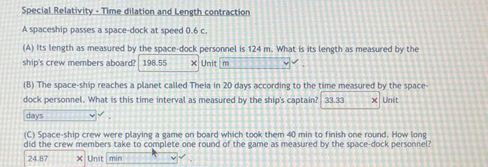 Solved Special Relativity-Time dilation and Length | Chegg.com