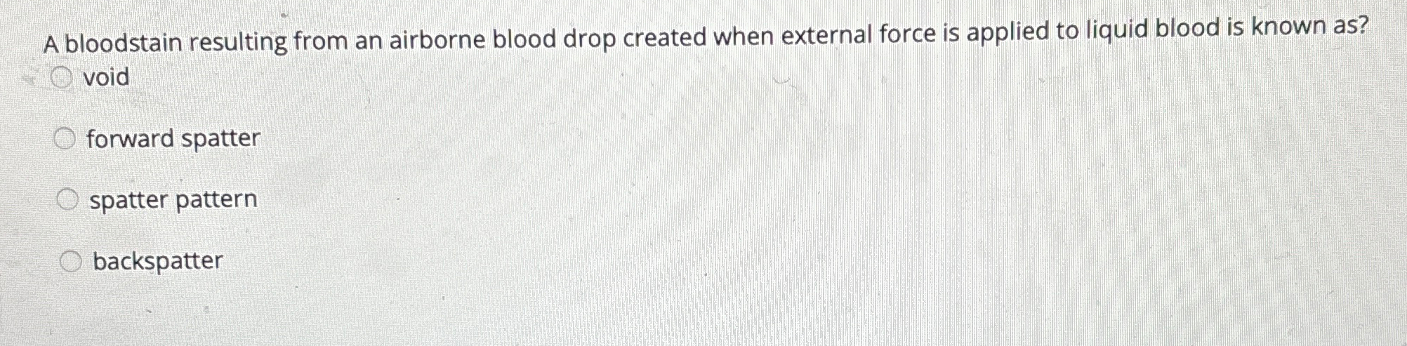 Solved A bloodstain resulting from an airborne blood drop | Chegg.com