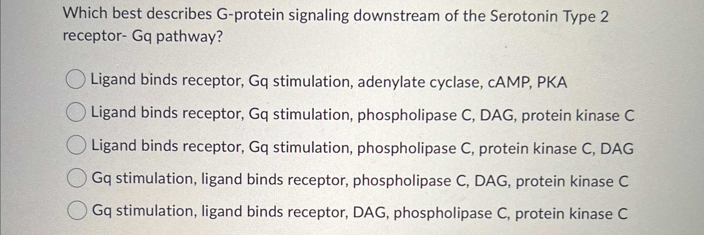 Solved Which best describes G-protein signaling downstream | Chegg.com