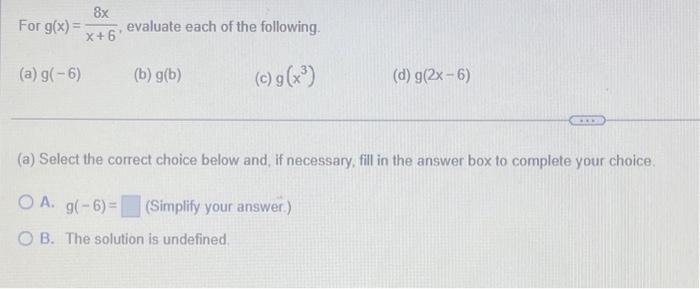 Solved Given the function g(x)=5x+4, evaluate each of the | Chegg.com