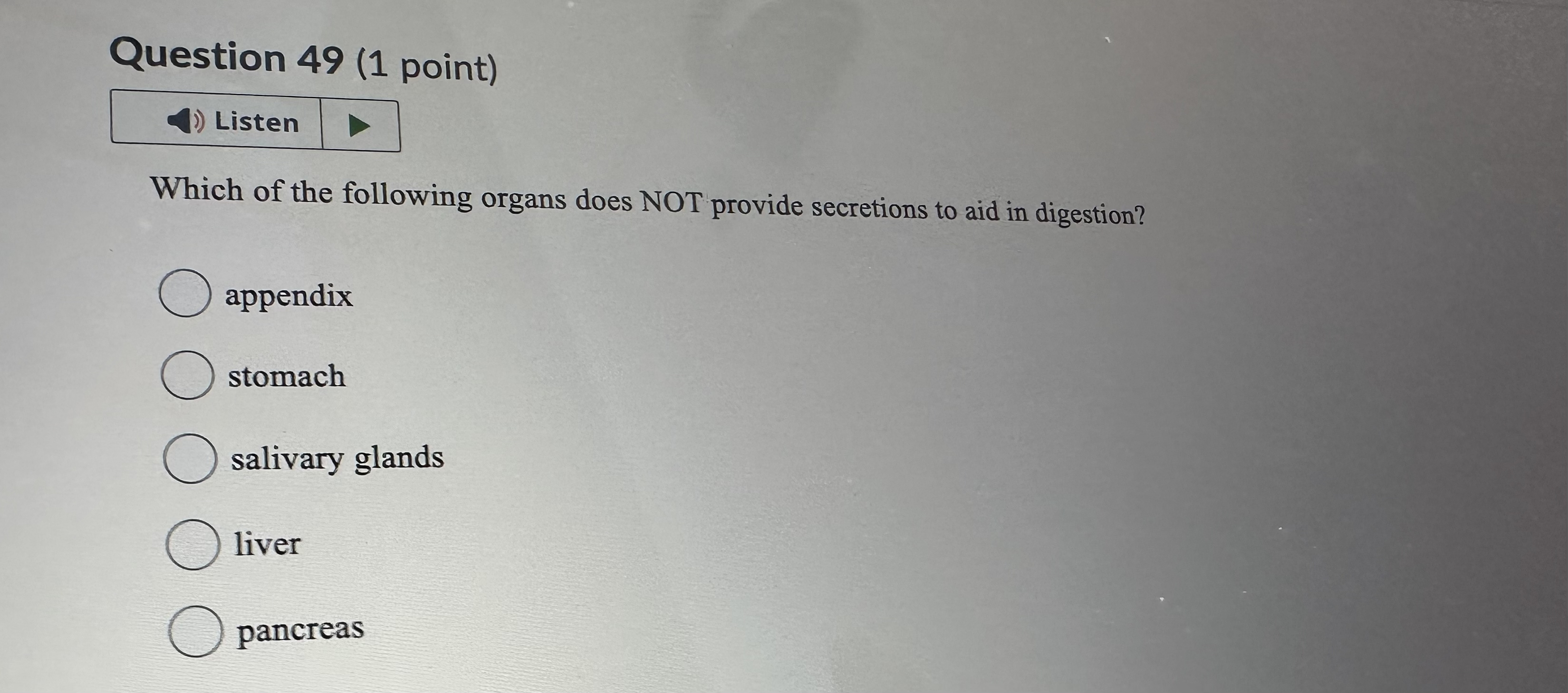 Solved Question 49 (1 ﻿point)ListenWhich of the following | Chegg.com