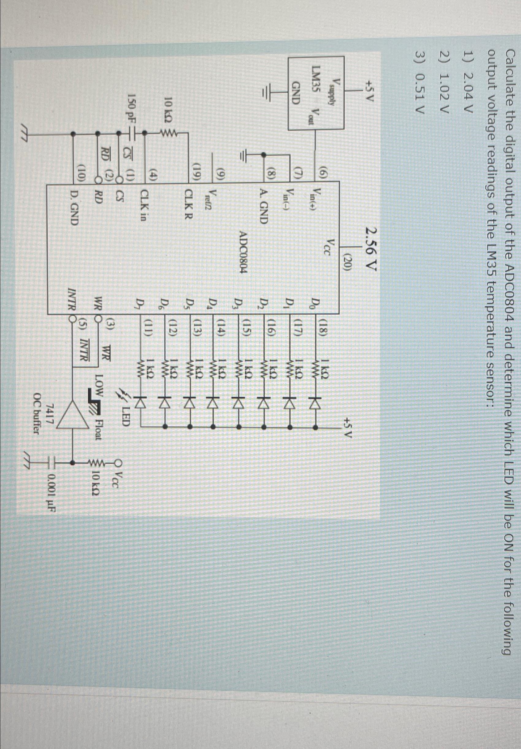 Solved Calculate the digital output of the ADC0804 ﻿and | Chegg.com
