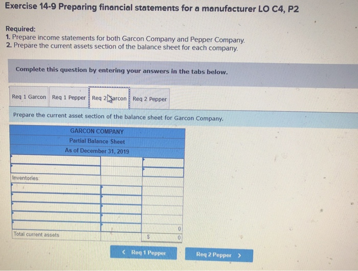 Solved Exercise 14-9 preparing financial statements for a | Chegg.com