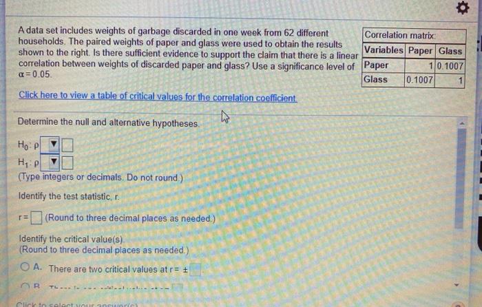Solved A data set includes weights of garbage discarded in | Chegg.com
