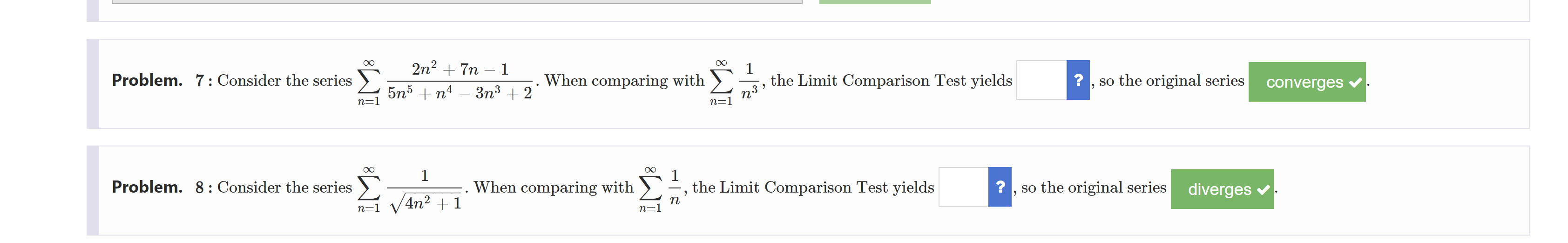 Solved Problem. 7 ﻿: Consider the series | Chegg.com