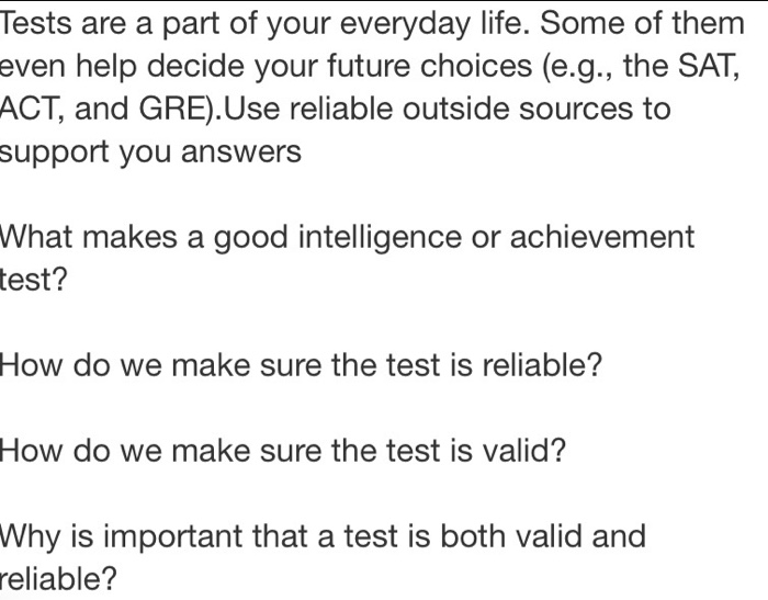 Solved Tests are a part of your everyday life. Some of them | Chegg.com