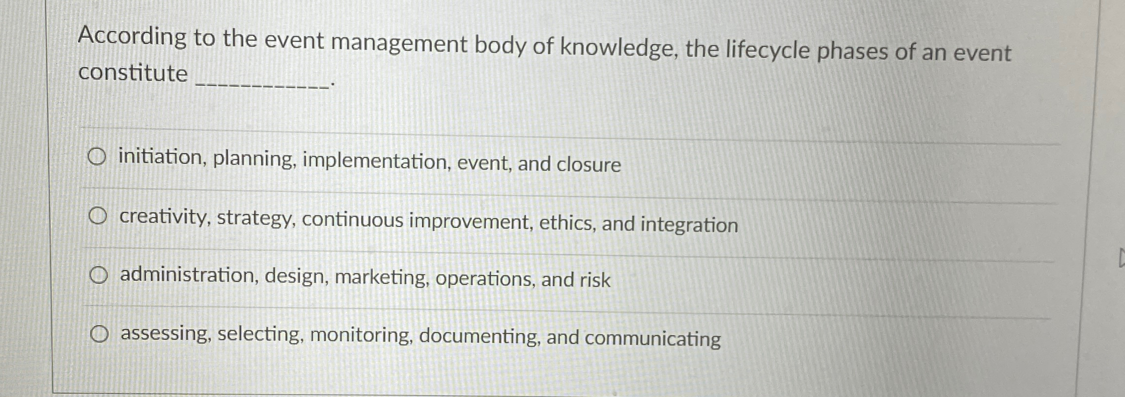 Solved According to the event management body of knowledge, | Chegg.com