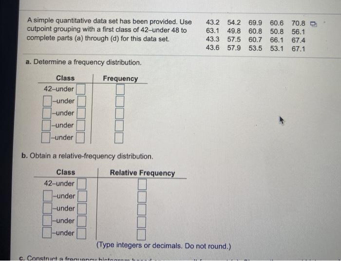 Solved A simple quantitative data set has been provided. Use | Chegg.com