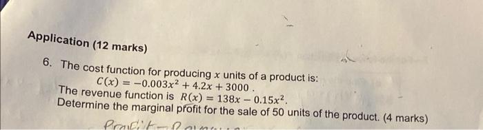 Solved pplication (12 marks) 6. The cost function for | Chegg.com Solved pplication (12 marks) 6. The cost function for | Chegg.com
