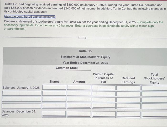 Solved Turtle Co. had beginning retained earnings of | Chegg.com
