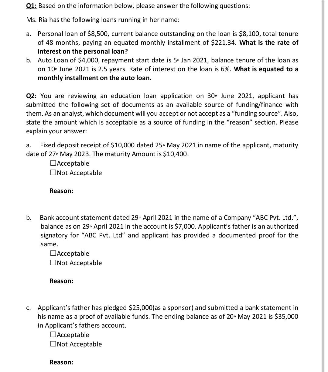 Solved Q1: Based on the information below, please answer the | Chegg.com