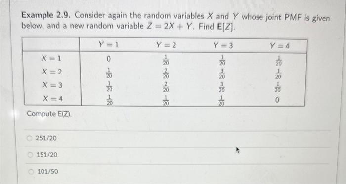 Solved Example 2.9. Consider again the random variables X | Chegg.com
