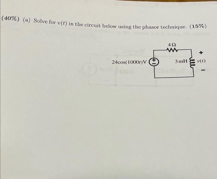 Solved (a) Solve for v(t) in the circuit below using the | Chegg.com