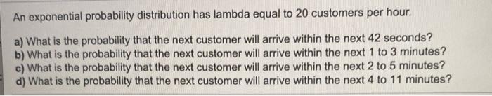 Solved An exponential probability distribution has lambda | Chegg.com
