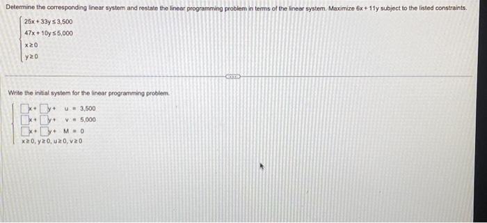 Solved Determine the corresponding linear system and restate | Chegg.com