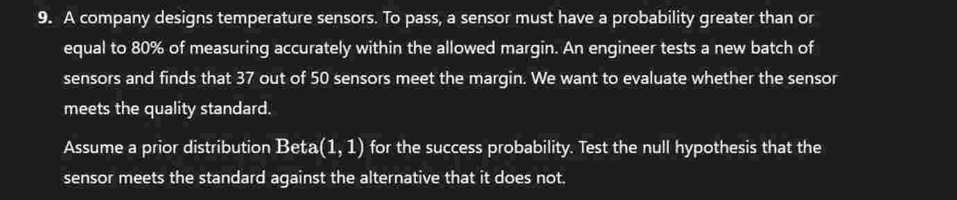 Solved 9. ﻿A company designs temperature sensors. ﻿To pass, | Chegg.com
