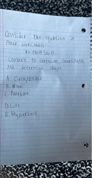Solved Consider equation in polar coordinates, | Chegg.com