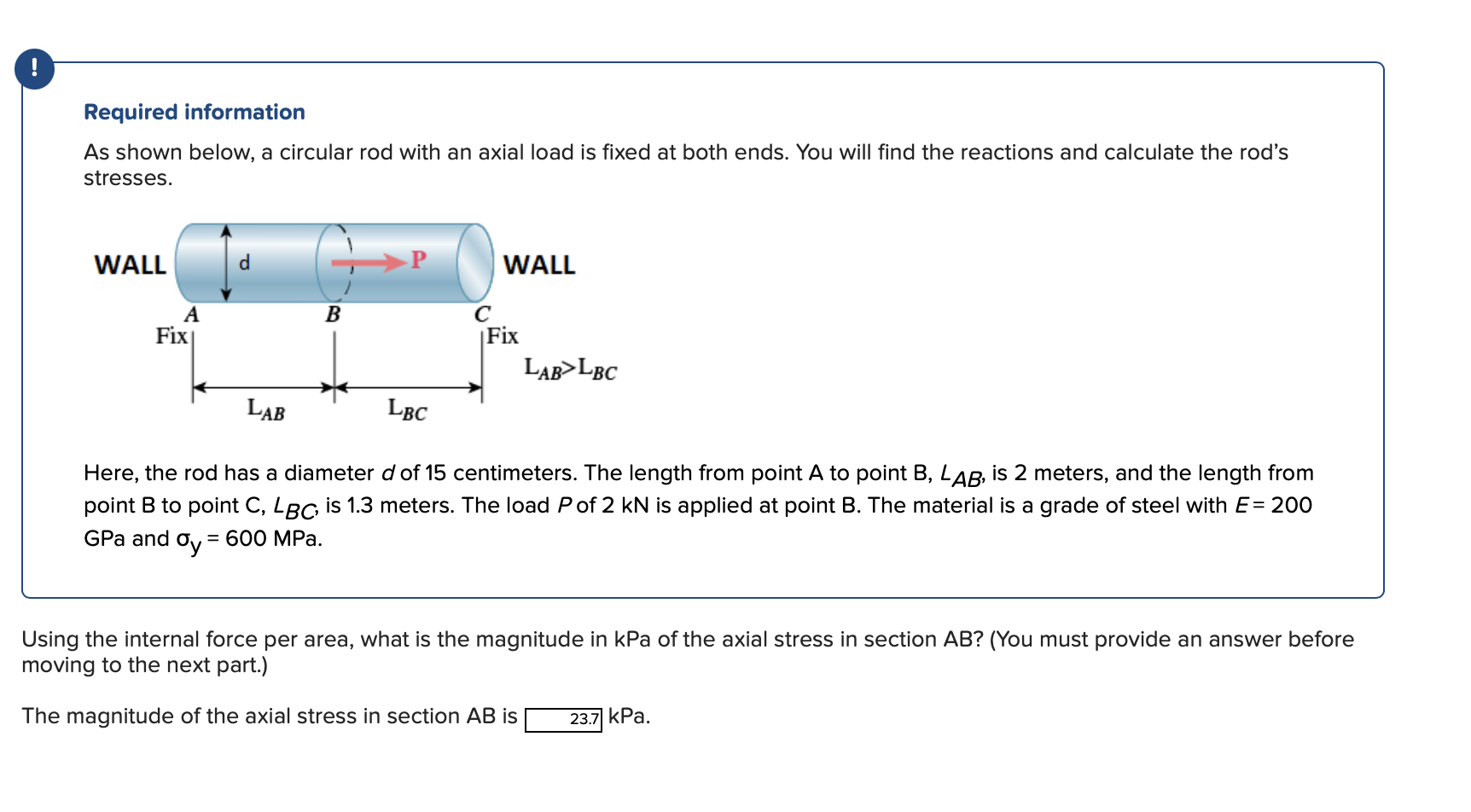 Solved Using the internal force per area, what is the | Chegg.com