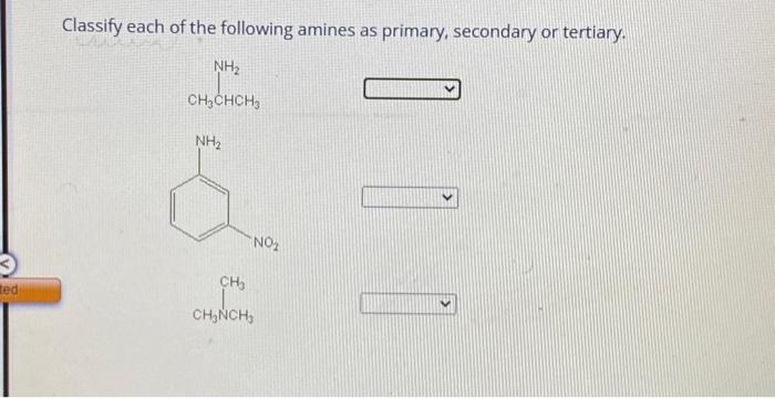 Solved Classify each of the following amines as primary, | Chegg.com