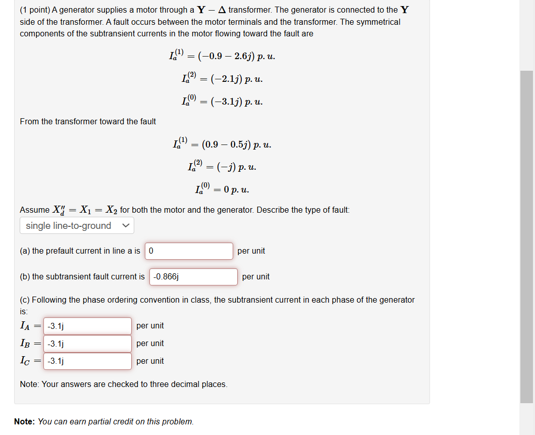Solved (1 ﻿point) ﻿A generator supplies a motor through | Chegg.com