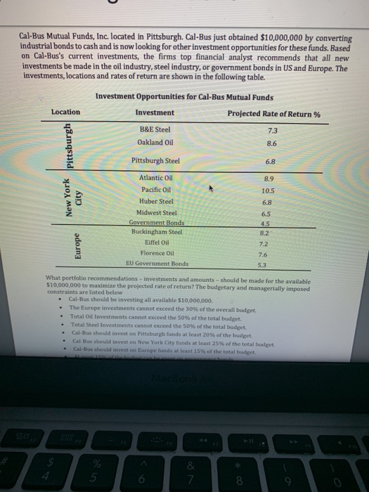 Cal-Bus Mutual Funds, Inc. located in Pittsburgh. | Chegg.com