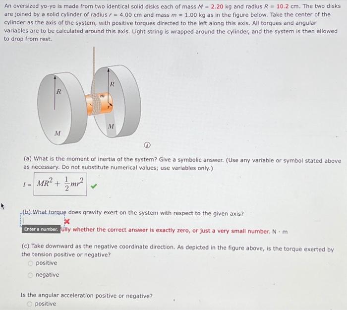 Solved An oversized yo-yo is made from two identical solid | Chegg.com