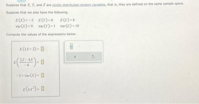 Solved Suppose that X,Y, and Z are jointly distributed | Chegg.com