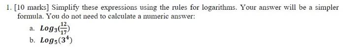 Solved 1. [ 10 marks] Simplify these expressions using the | Chegg.com