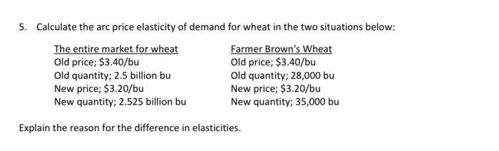 Solved 5. Calculate the arc price elasticity of demand for | Chegg.com