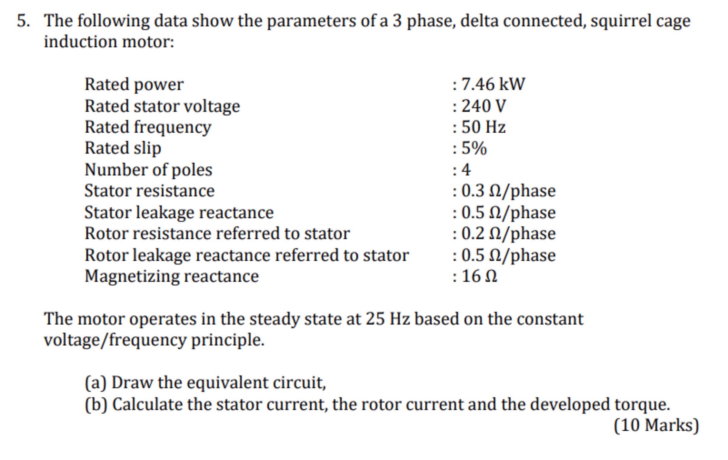 Solved The following data show the parameters of a 3 ﻿phase, | Chegg.com