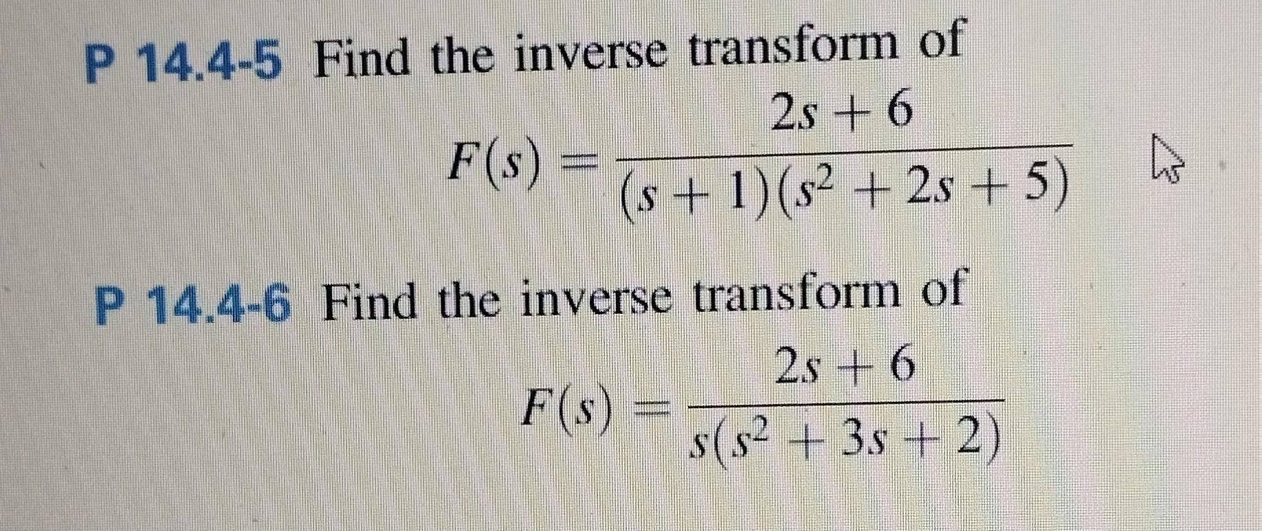 Solved P 14.4-5 Find the inverse transform of | Chegg.com