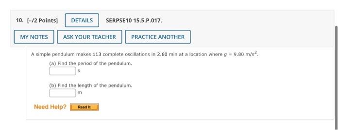 Solved A simple pendulum makes 113 complete oscillations in | Chegg.com