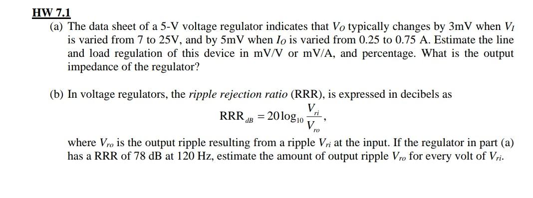 Solved (a) The data sheet of a 5−V voltage regulator | Chegg.com