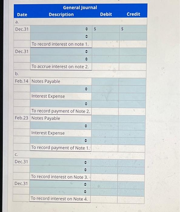 Solved Adjusting Entries for Interest notes are deticribed | Chegg.com