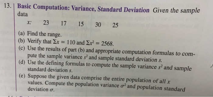 Solved 13. Basic Computation: Variance,Standard Deviation | Chegg.com