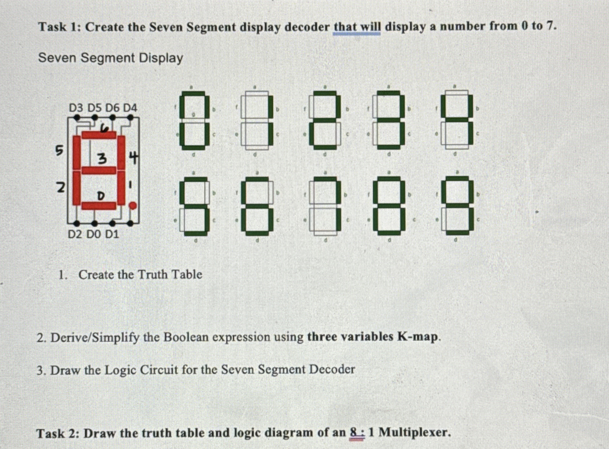 Solved Task 1 Create The Seven Segment Display Decoder That