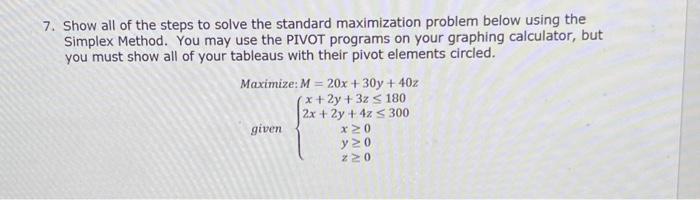 Solved 7. Show all of the steps to solve the standard | Chegg.com