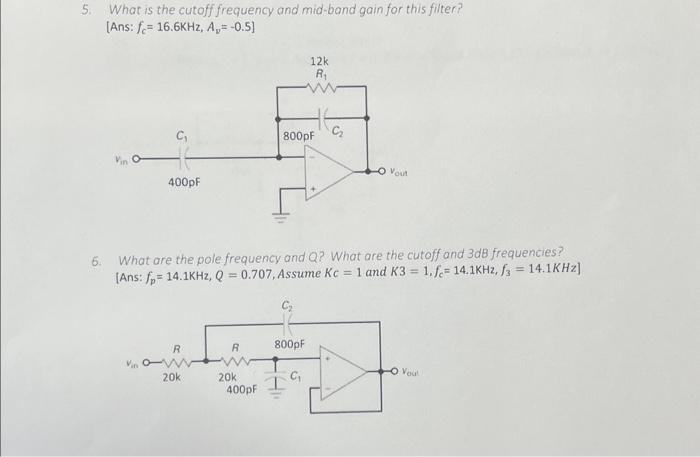 Solved What is the cutoff frequency and mid-band gain for | Chegg.com