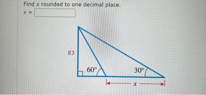 Solved Find x rounded to one decimal place. x= | Chegg.com