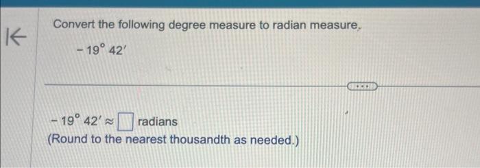 Solved Convert the following degree measure to radian | Chegg.com