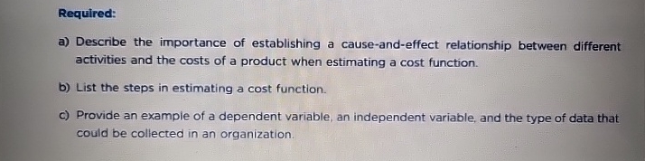 Solved Requilred:a) ﻿Describe the importance of establishing | Chegg.com