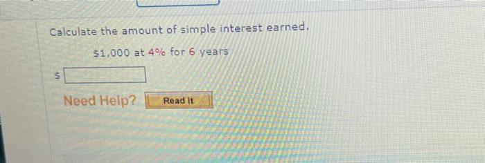 Solved Calculate the amount of simple interest earned. | Chegg.com