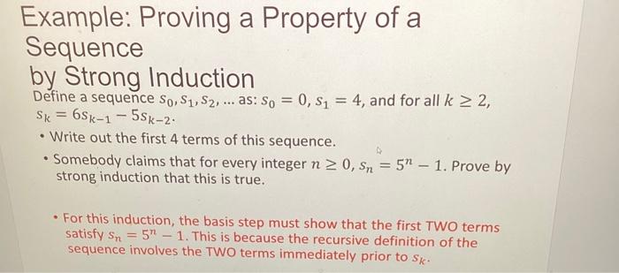 Solved Example: Proving a Property of a Sequence by Strong | Chegg.com
