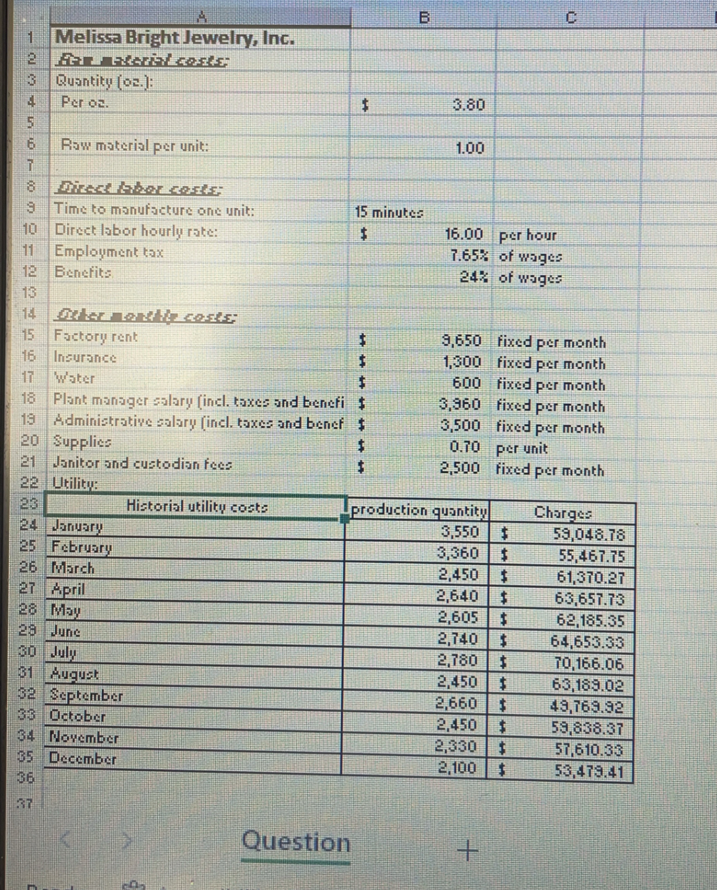 Solved Melissa Bright Jewelry, Inc. is a jewelry | Chegg.com