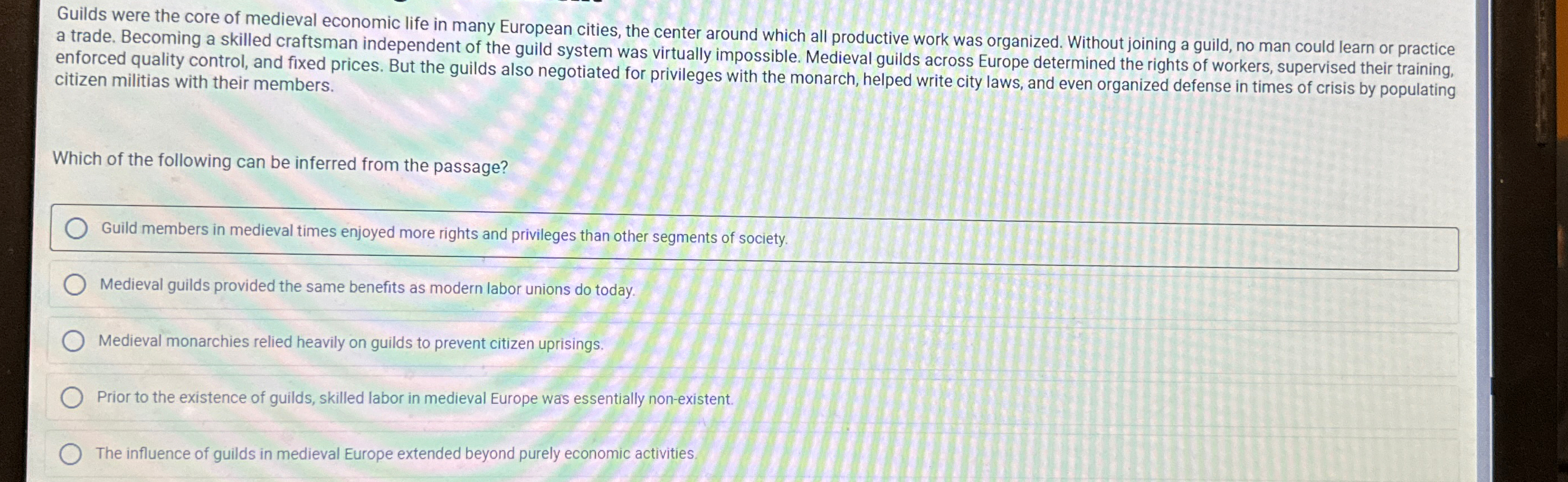 Solved Guilds were the core of medieval economic life in | Chegg.com