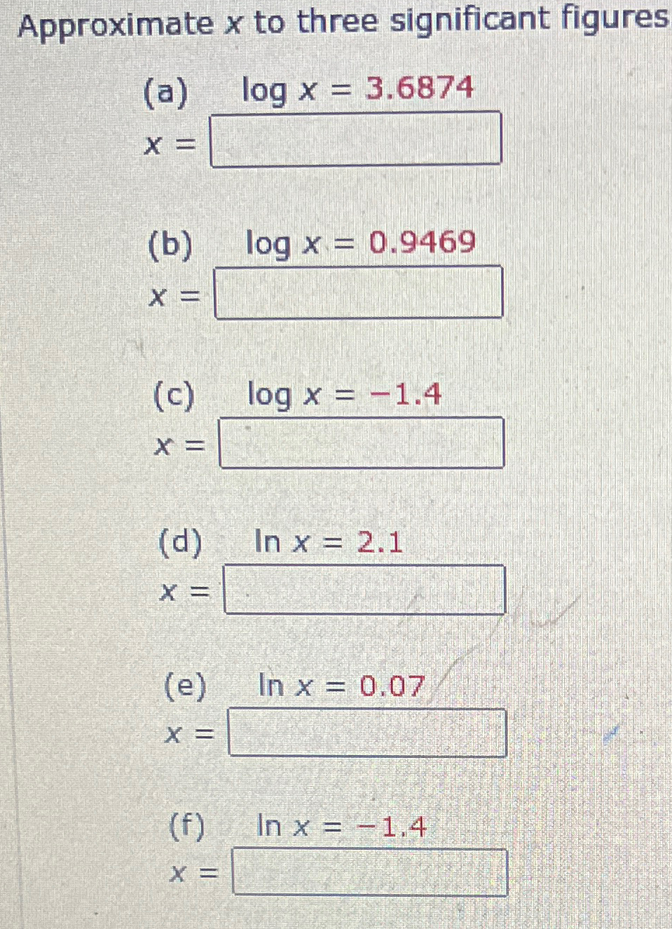 Solved Approximate x ﻿to three significant | Chegg.com