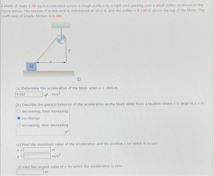 Solved A block of mass 2.50 kg is accelerated across a rough | Chegg.com