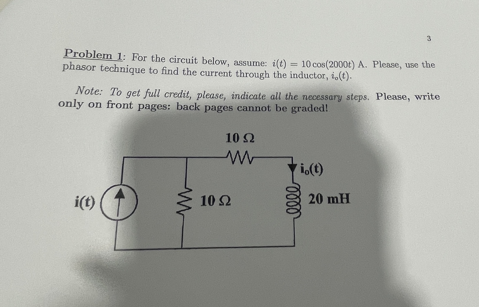 Solved 3Problem 1: For the circuit below, assume: | Chegg.com