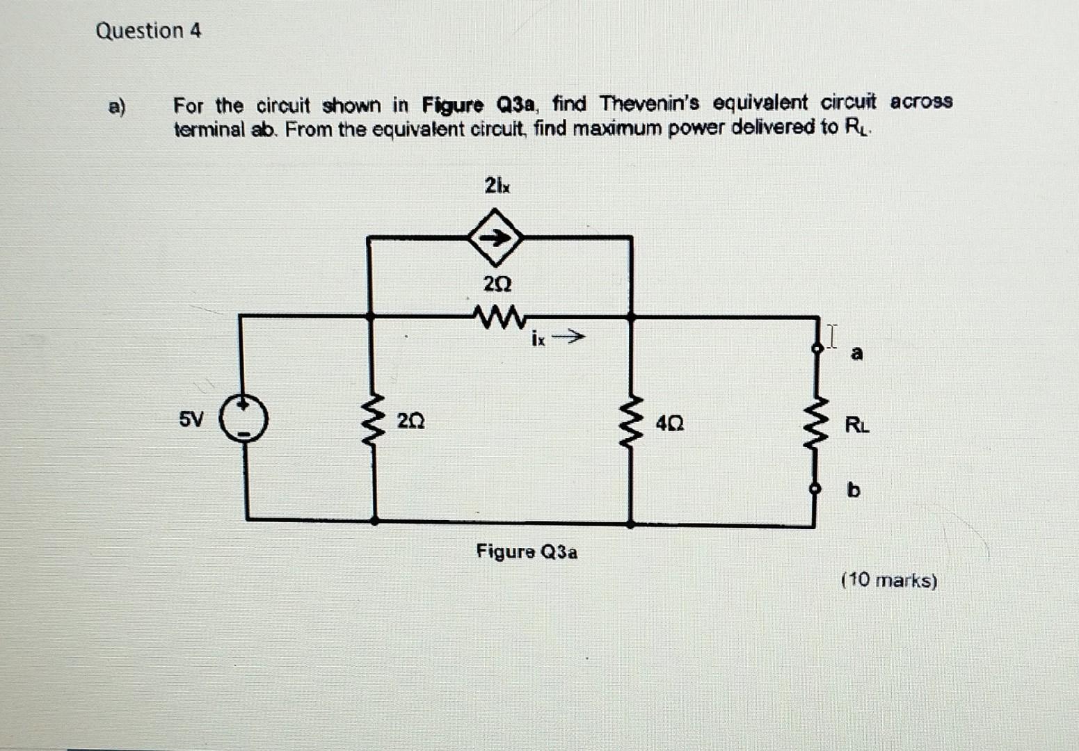 Solved For the circuit shown in Figure @3a, find Thevenin's | Chegg.com